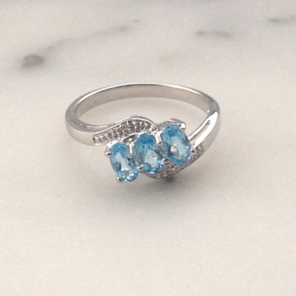 925 Sterling Silver | Jewelry | Genuine Diamond Blue Topaz Designer ...